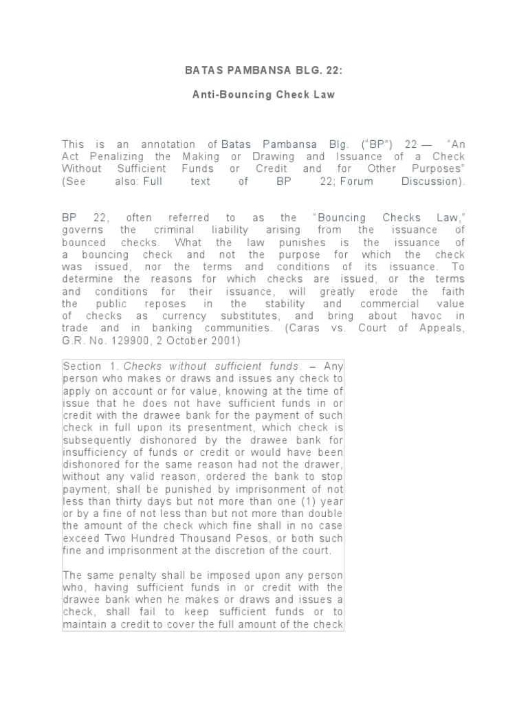 Understanding the Anti-Bouncing Check Law | PDF | Cheque | Justice