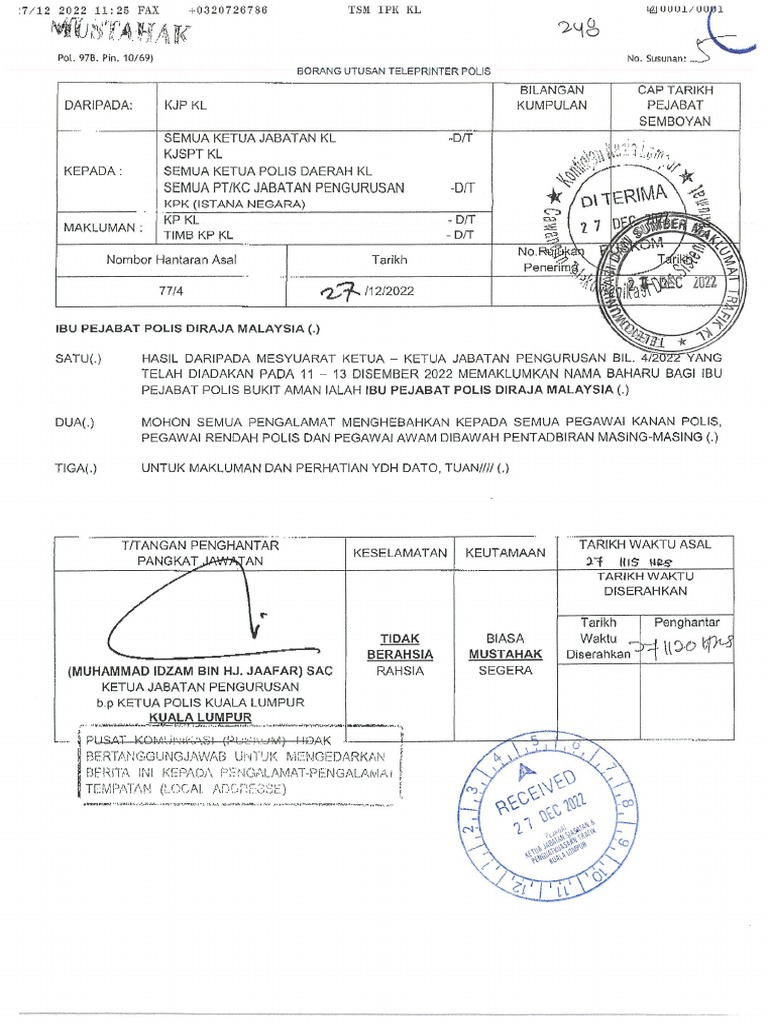 Penukaran Nama Ibu Pejabat Polis Bukit Aman | PDF