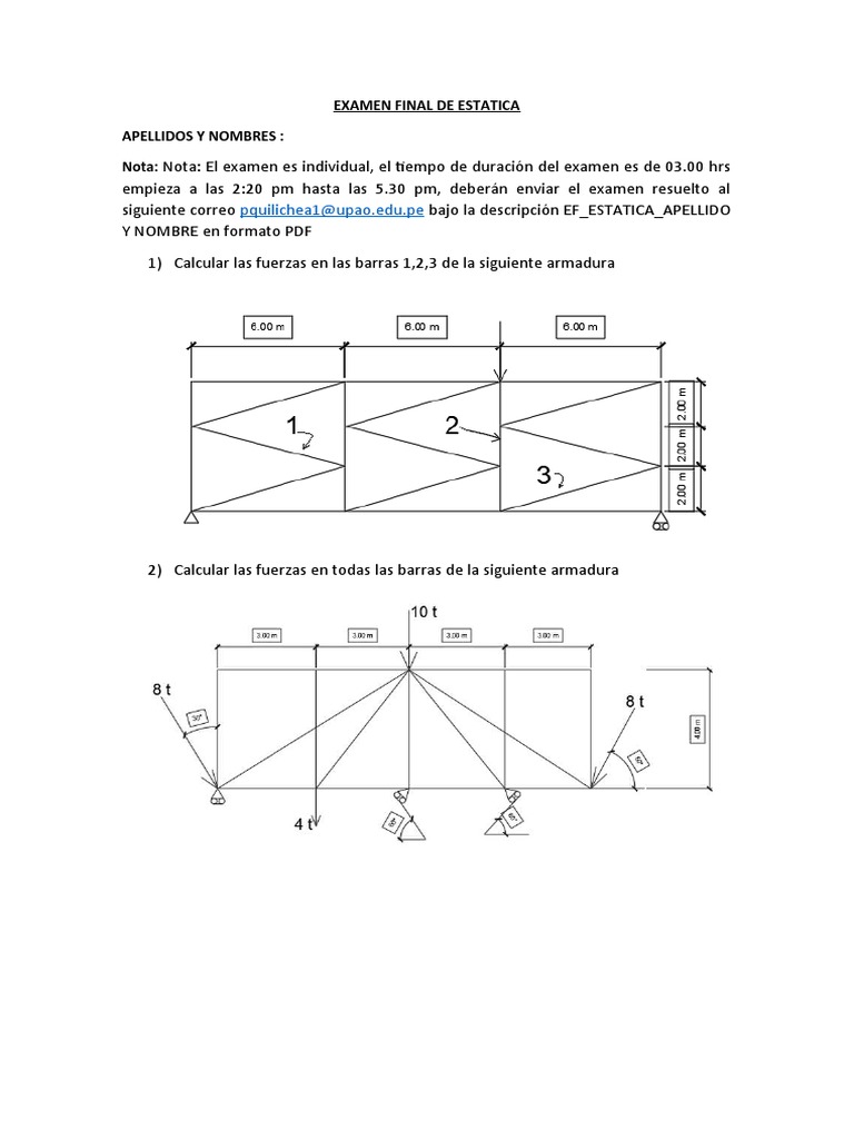 Examen Final de Estatica - G2 | PDF