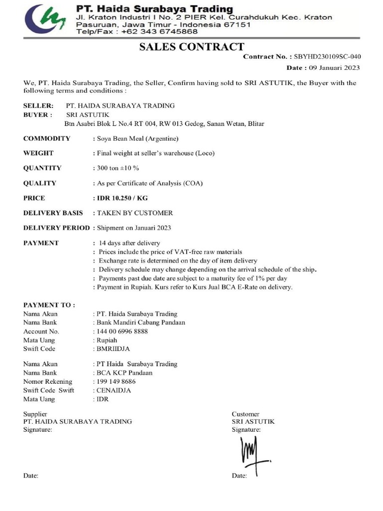 Sales Contract | PDF