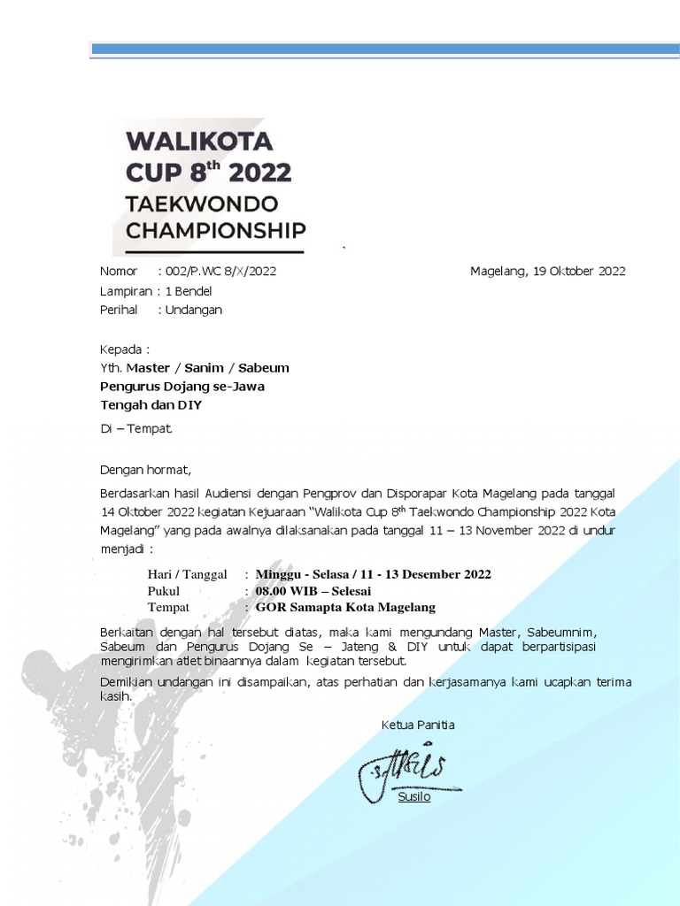 WALIKOTA CUP 8th 2022 KE DOJANG REVISI | PDF