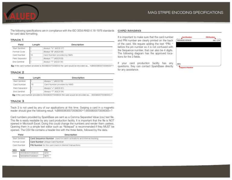 VMS Mag Stripe Encoding Specs | PDF | Ascii | Comma Separated Values