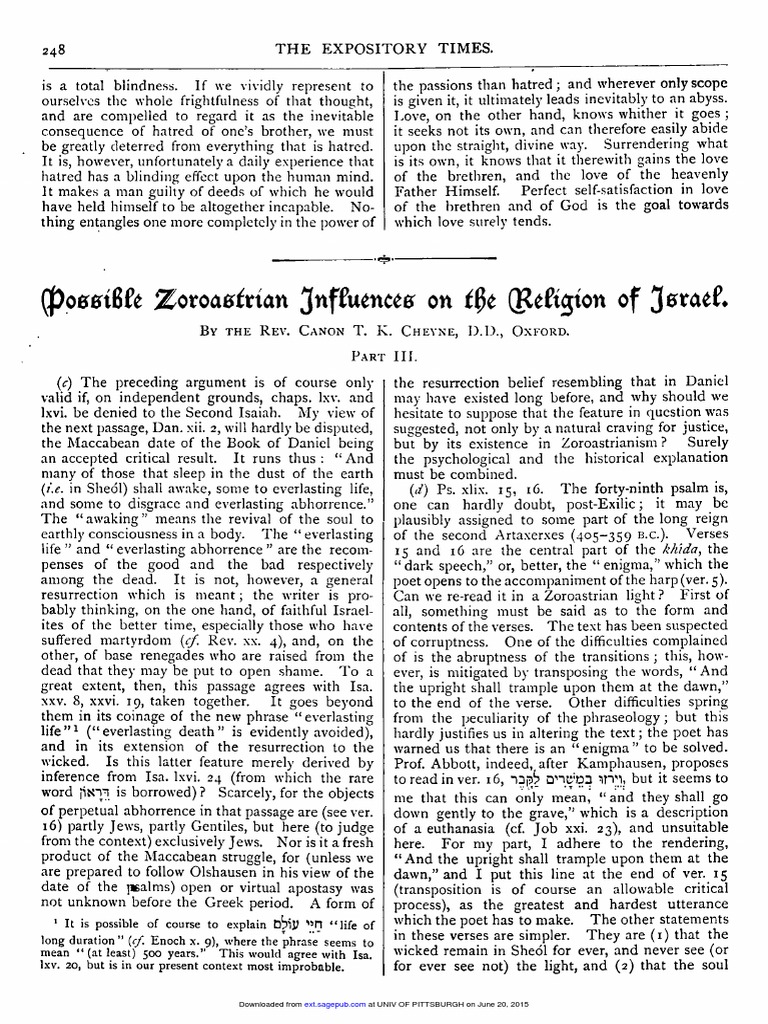 Zoroastrian Influences On The Religion of Israel | PDF | Psalms ...