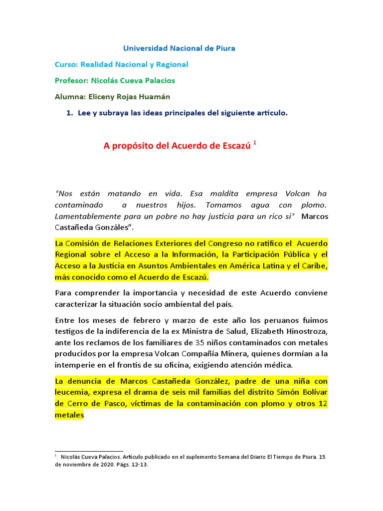 Acuerdo de Escazú | PDF | Perú