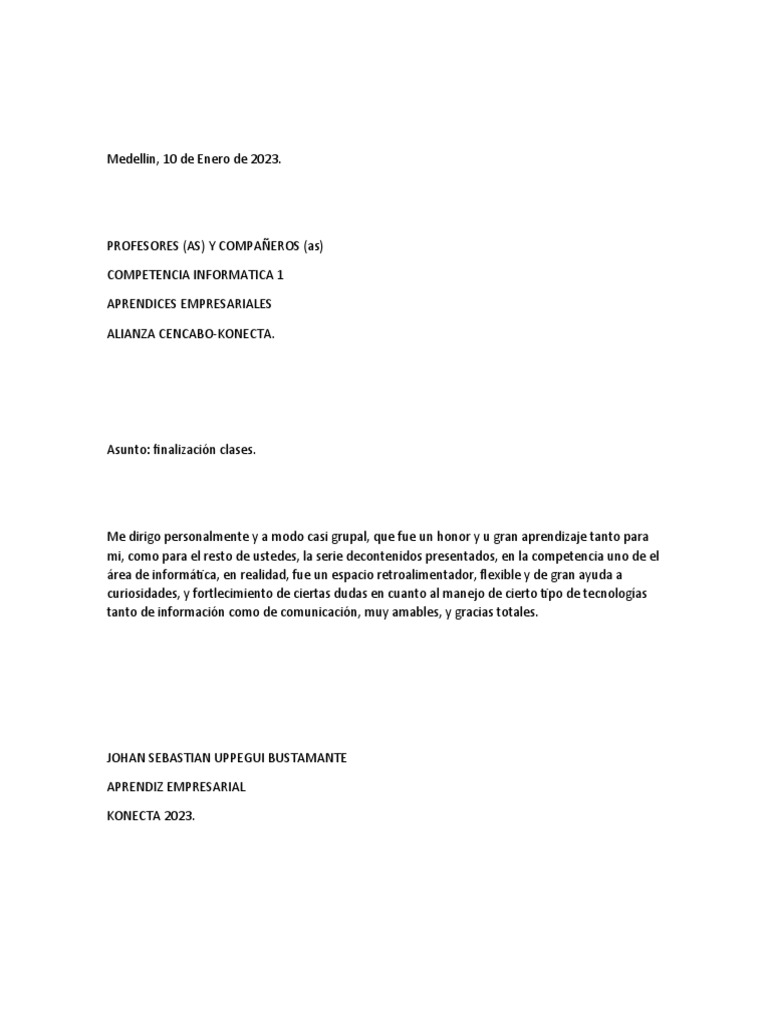 Carta de Finalizacion | PDF