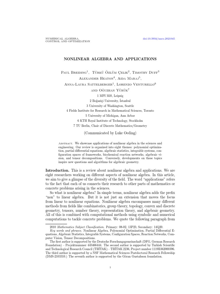 Numerical Algebra, Control and Optimization: Doi:10.3934/naco.2021045 ...