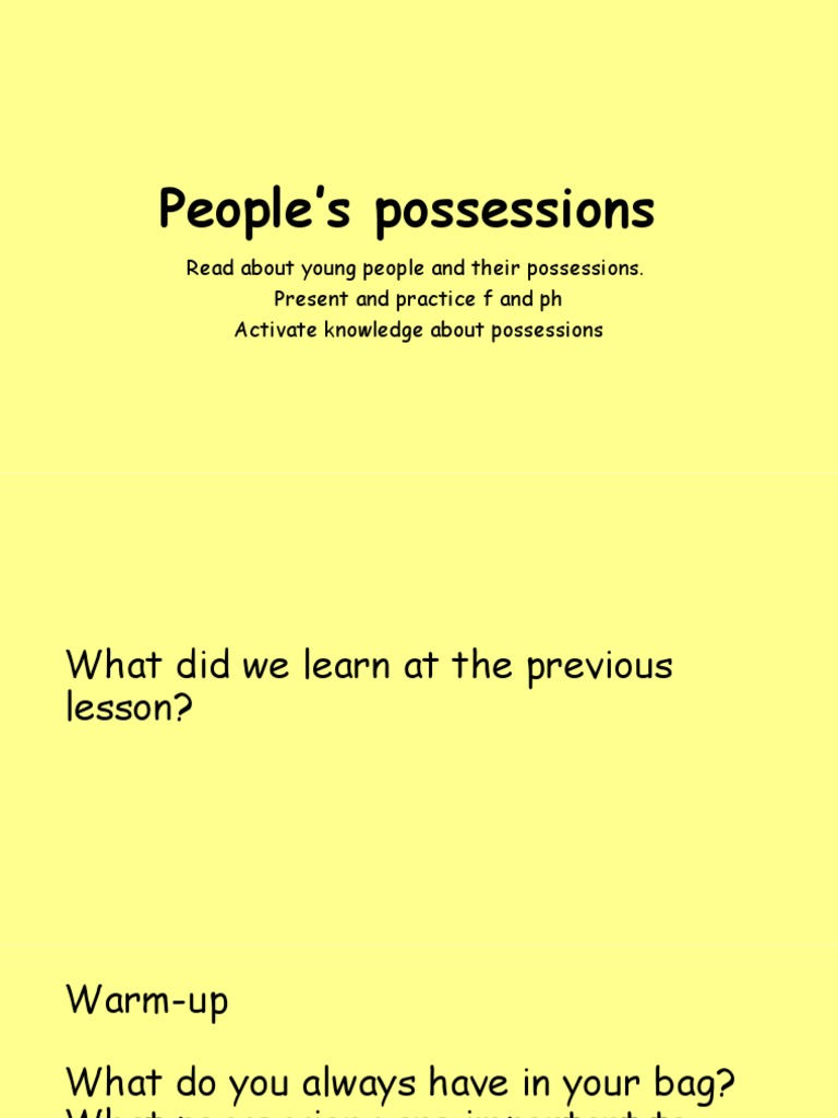 Lesson 2 People's Possessions | PDF