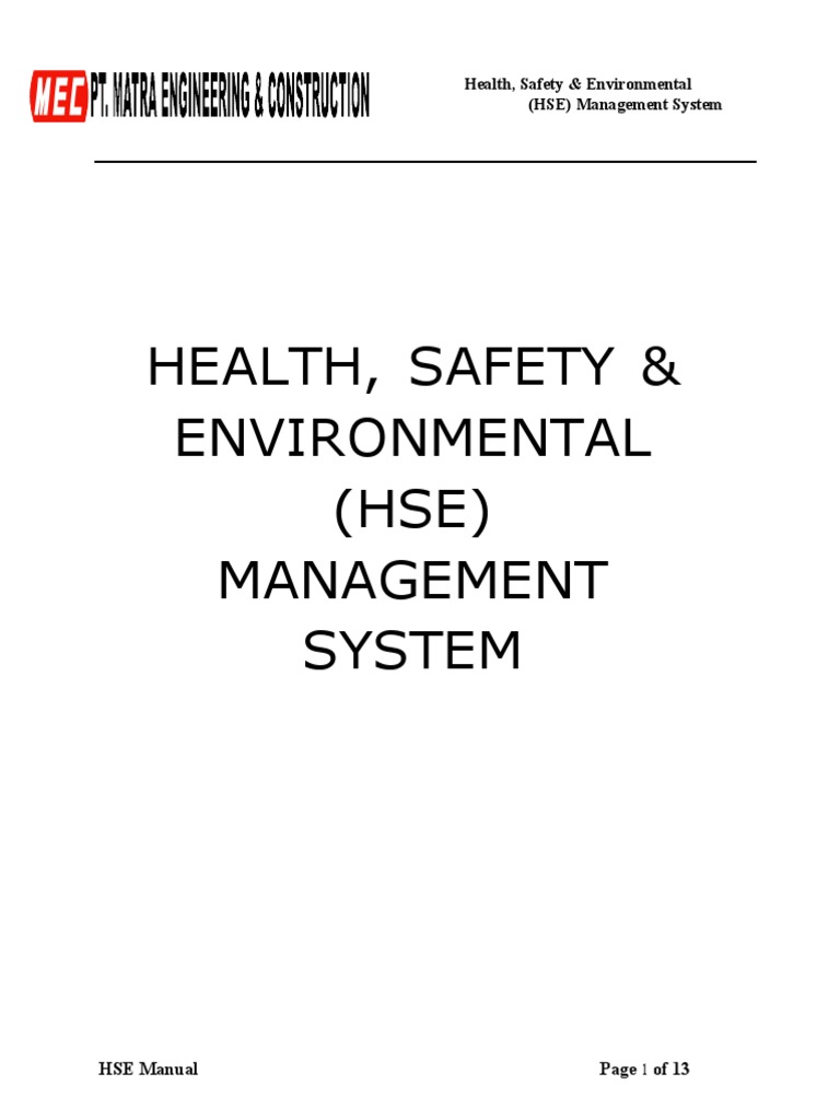 HSE Manual Outlines Health, Safety & Environmental Management System | PDF | Safety | Audit
