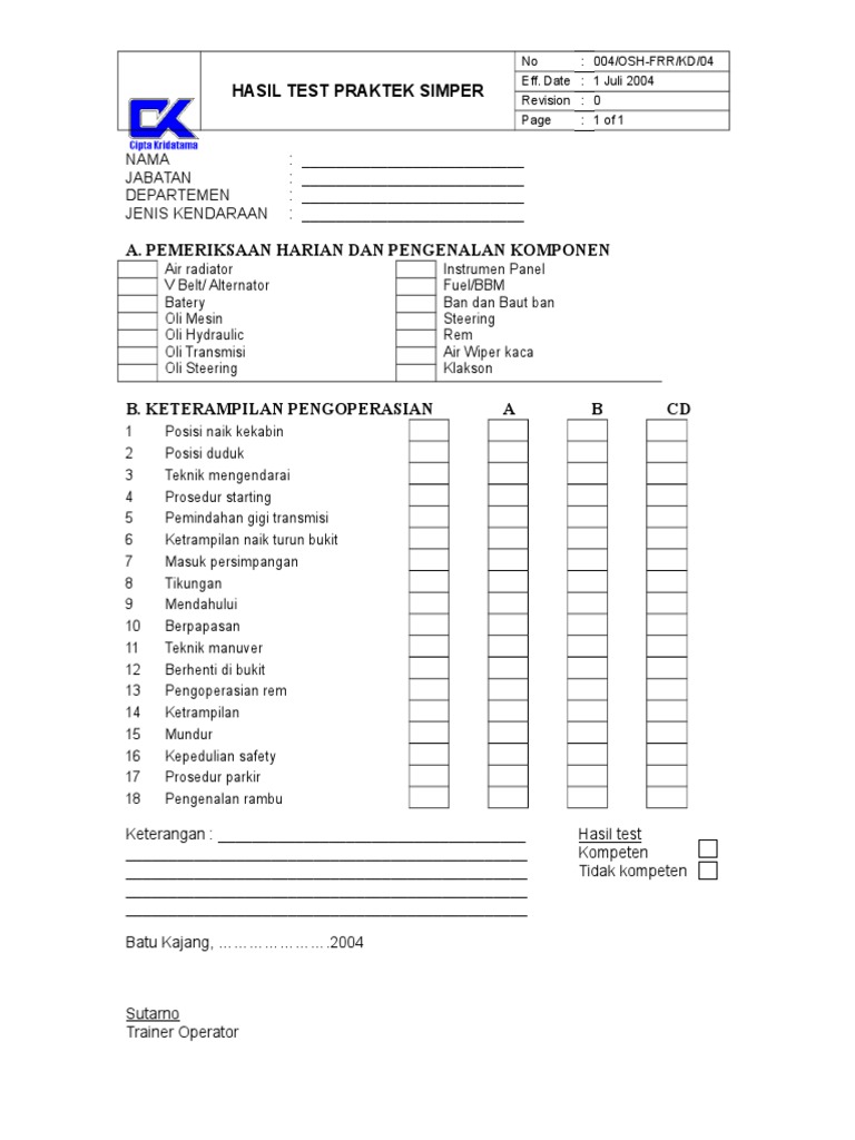 Contoh Simper Driver dan Hasil Test | PDF