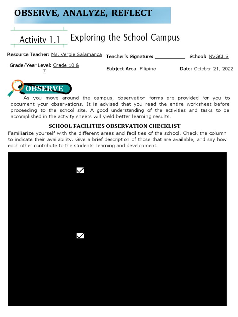 Observe, Analyze, Reflect | PDF | Classroom | Schools