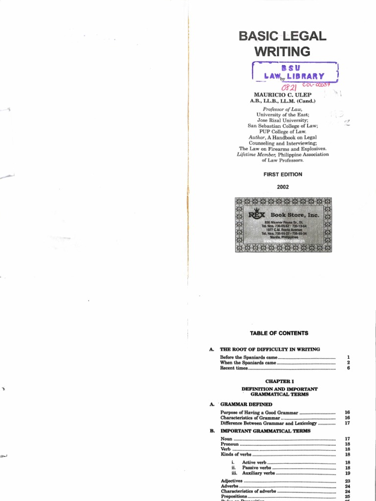 BASIC LEGAL WRITING by Mauricio Ulep | PDF