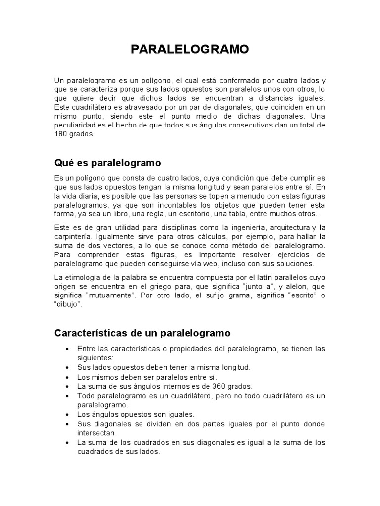 PARALELOGRAMO | PDF | Rectángulo | Geometría