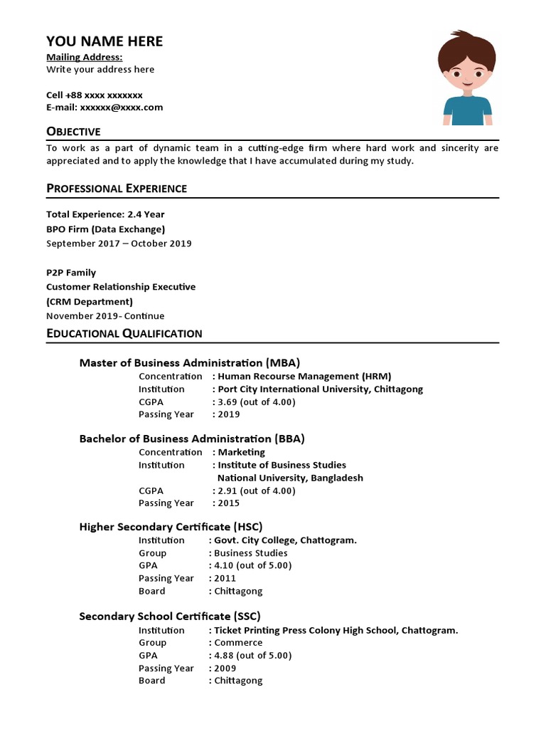 Common CV Format 01 - KVWropMDMX9QzY8 | PDF | Business | Computing