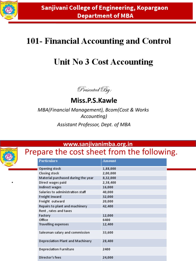 Cost Sheet Numerical - 3 | Download Free PDF | Economies | Payments
