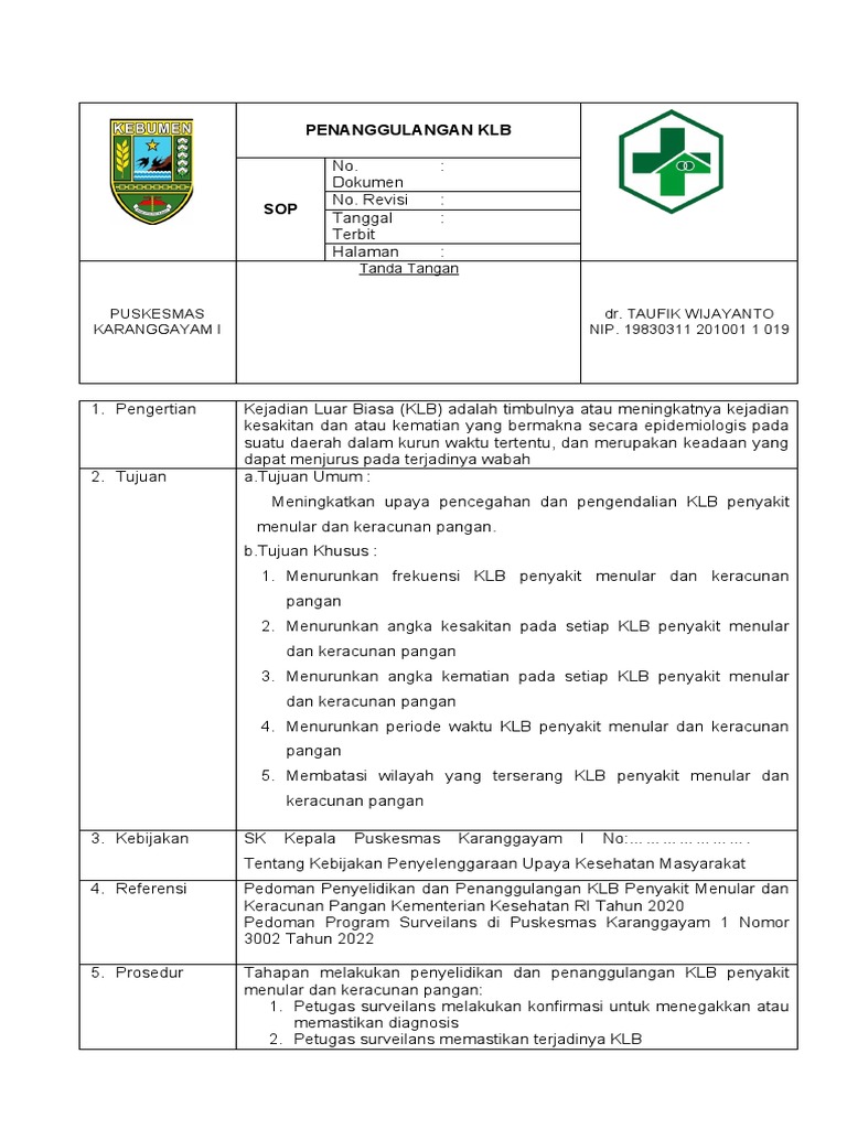 SOP Penanggulangan KLB | PDF | Pengembangan Diri | Sains & Matematika