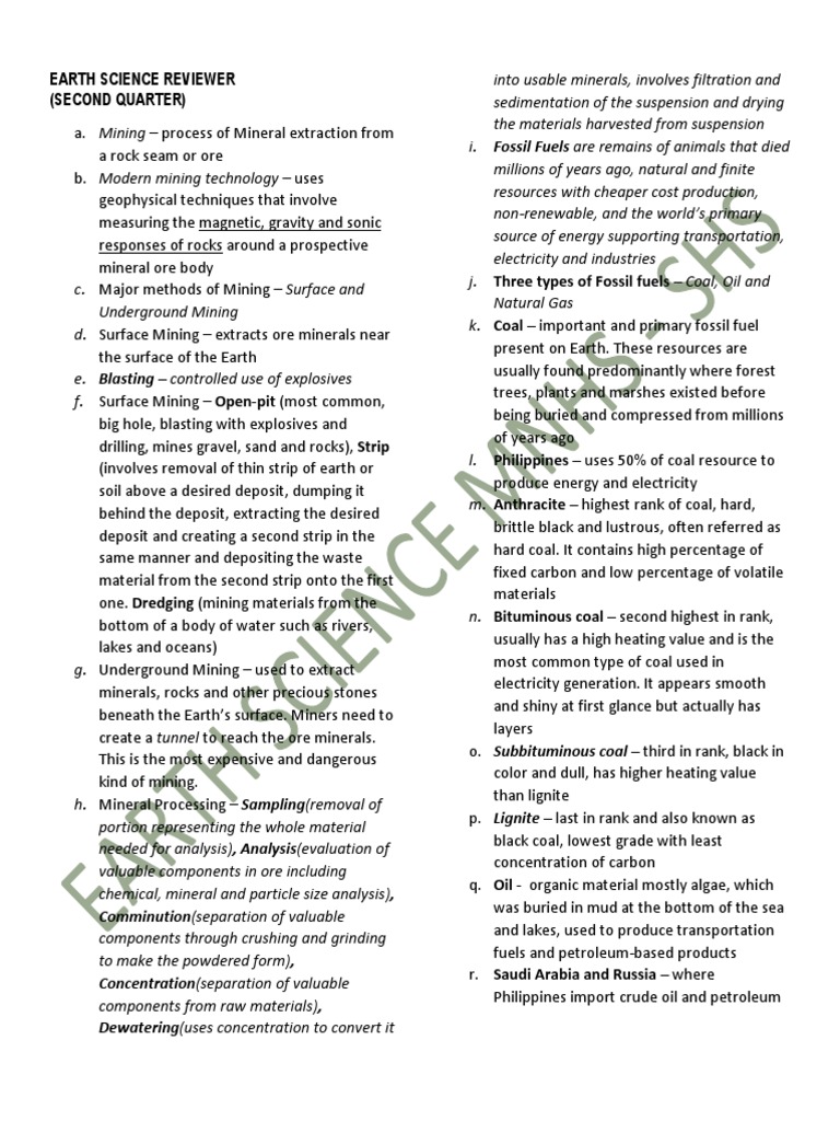 Grade 11 Earth Science Reviewer Q2 | PDF | Geothermal Energy | Water