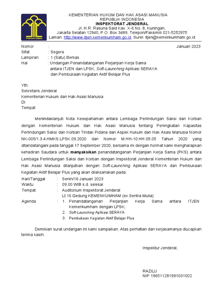 Contoh Undangan Resmi Pemerintahan | PDF