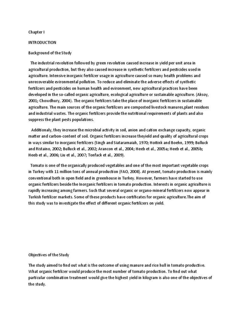 Mini Thesis | PDF | Agriculture | Tomato