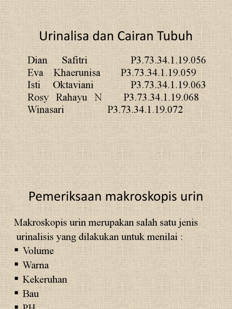 Urinalisa Dan Cairan Tubuh | PDF