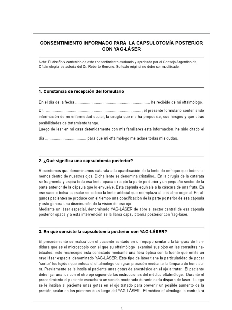 Capsulotomia Posterior Yag Laser | PDF | Ojo humano | Catarata