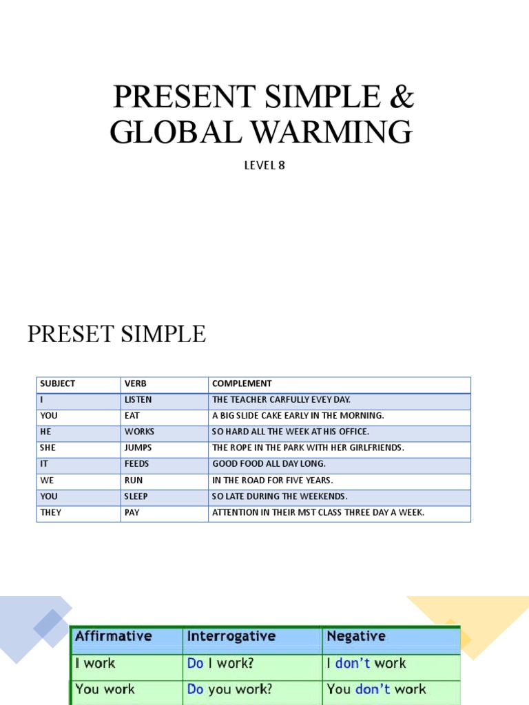 Presente Simple-Calentamiento Global | PDF