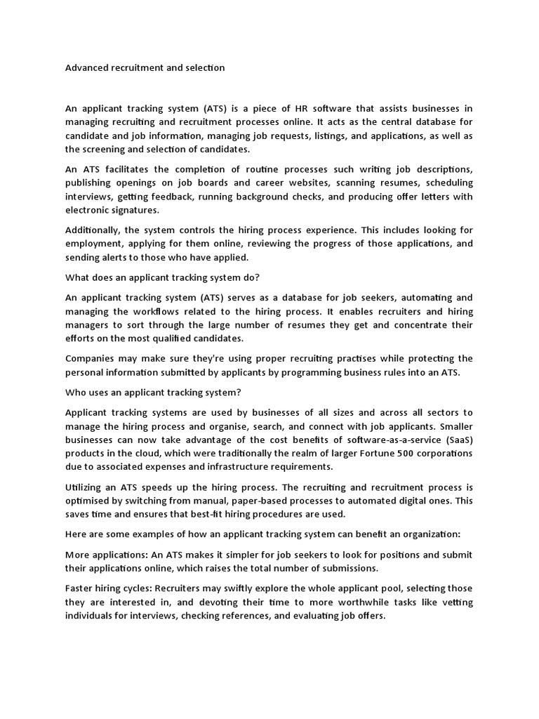 Advanced Recruitment and Selection | PDF | Recruitment | Résumé