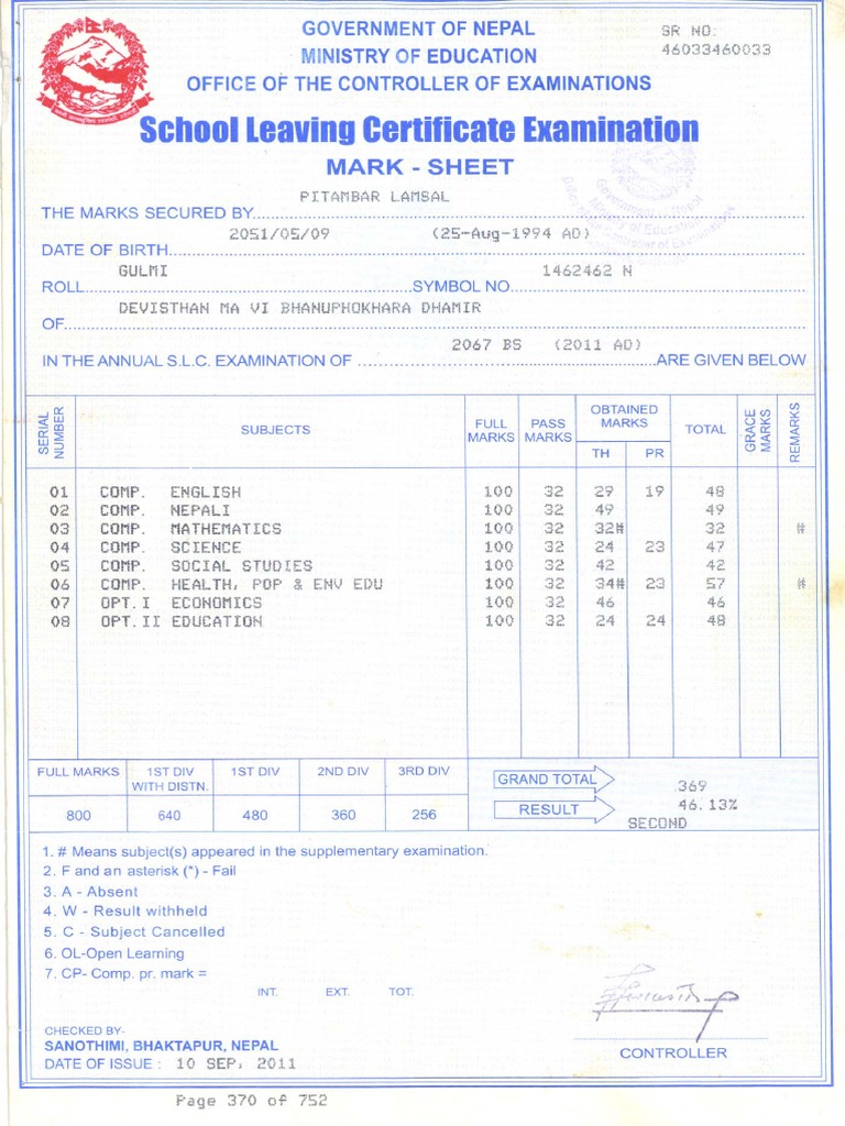 Mark Sheet | PDF