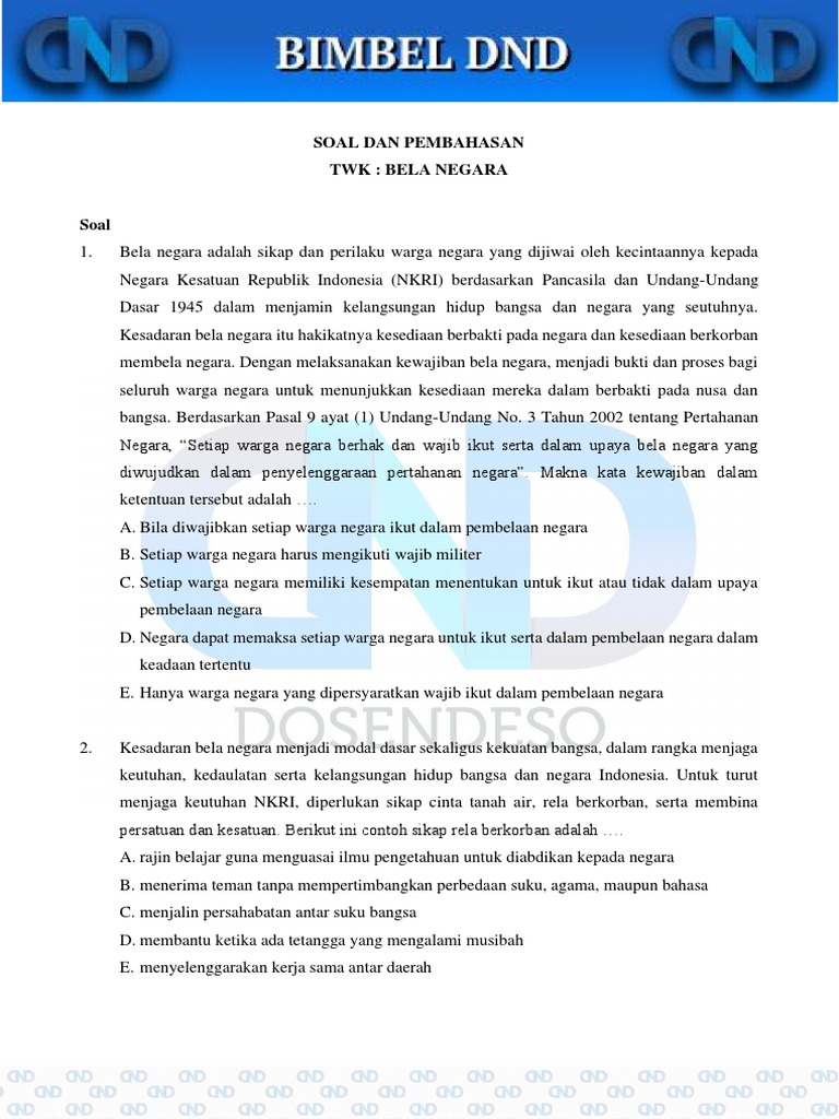 TWK Bela Negara-1 | PDF