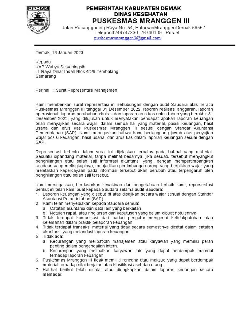 Surat Representasi Manajemen | PDF