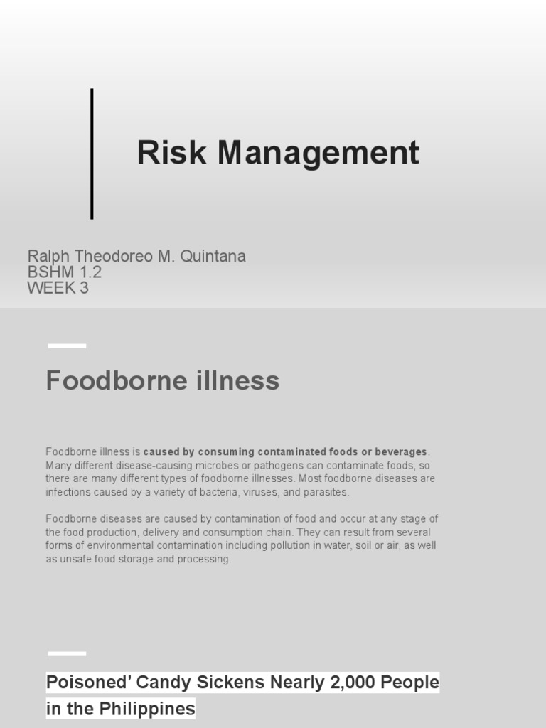 Risk Management WEEK 3 | PDF | Foodborne Illness | Hand Washing