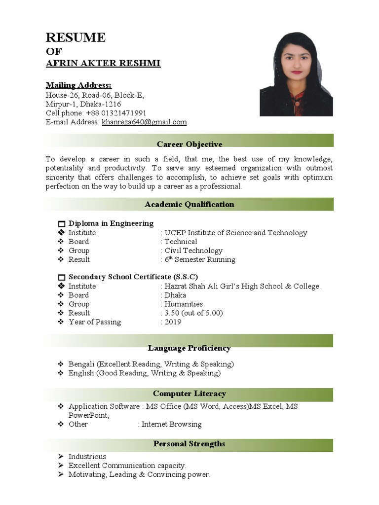 Afrin Akter Reshmi | PDF | Internet | Communication