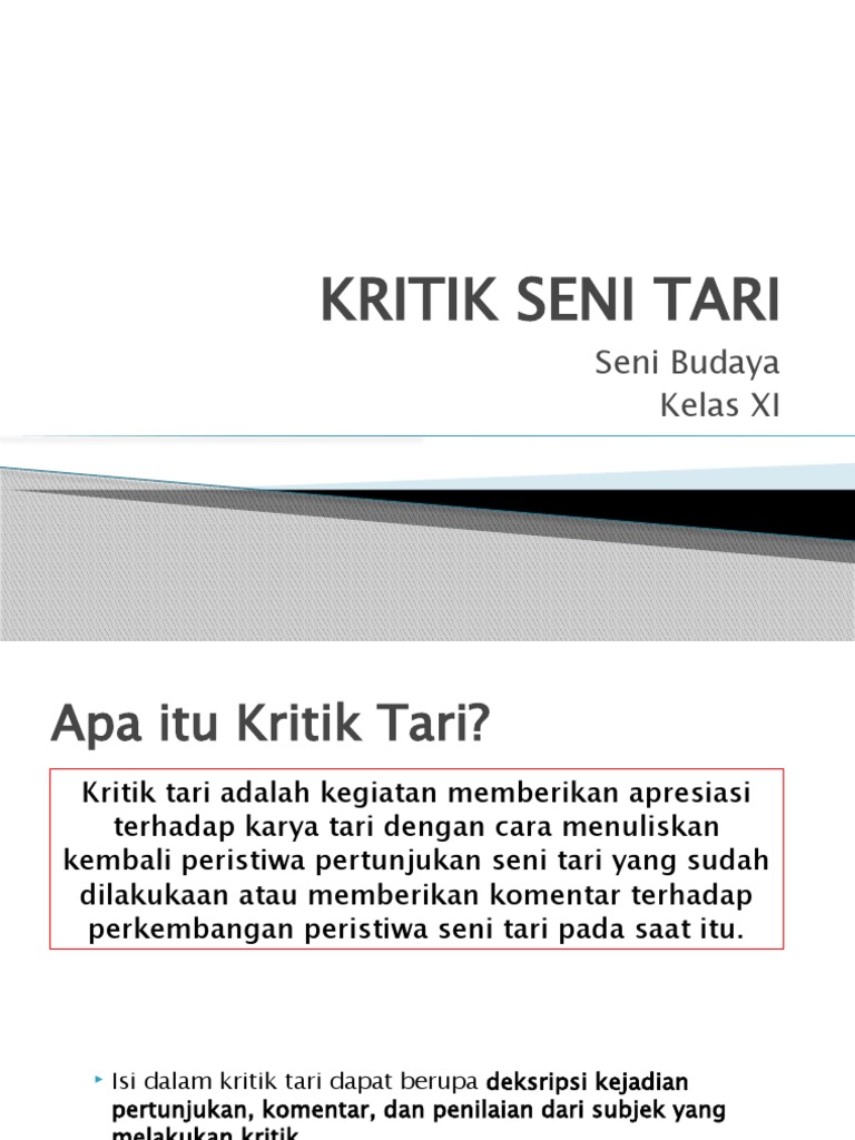 Kritik Seni Tari Kelas Xi | PDF