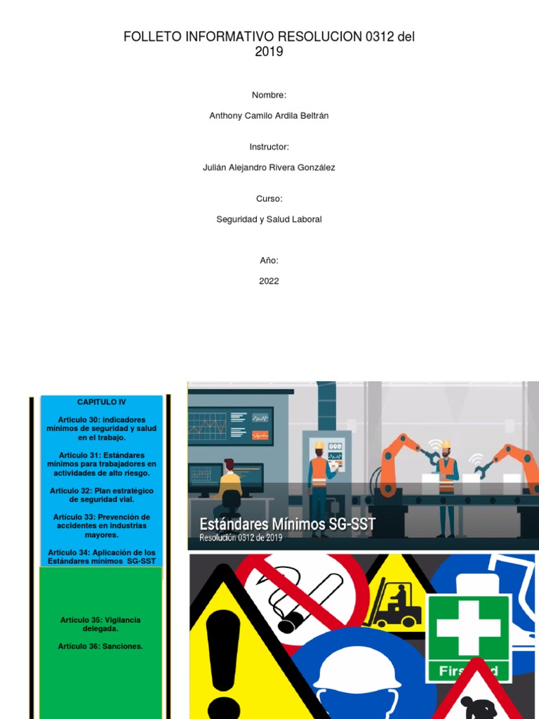 Folleto Informativo Resolucion 0312 Del 2019 | PDF