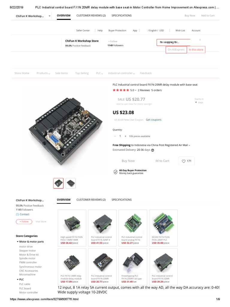 PLC Industrial Control Board FX1N 20MR | PDF | Programmable Logic ...