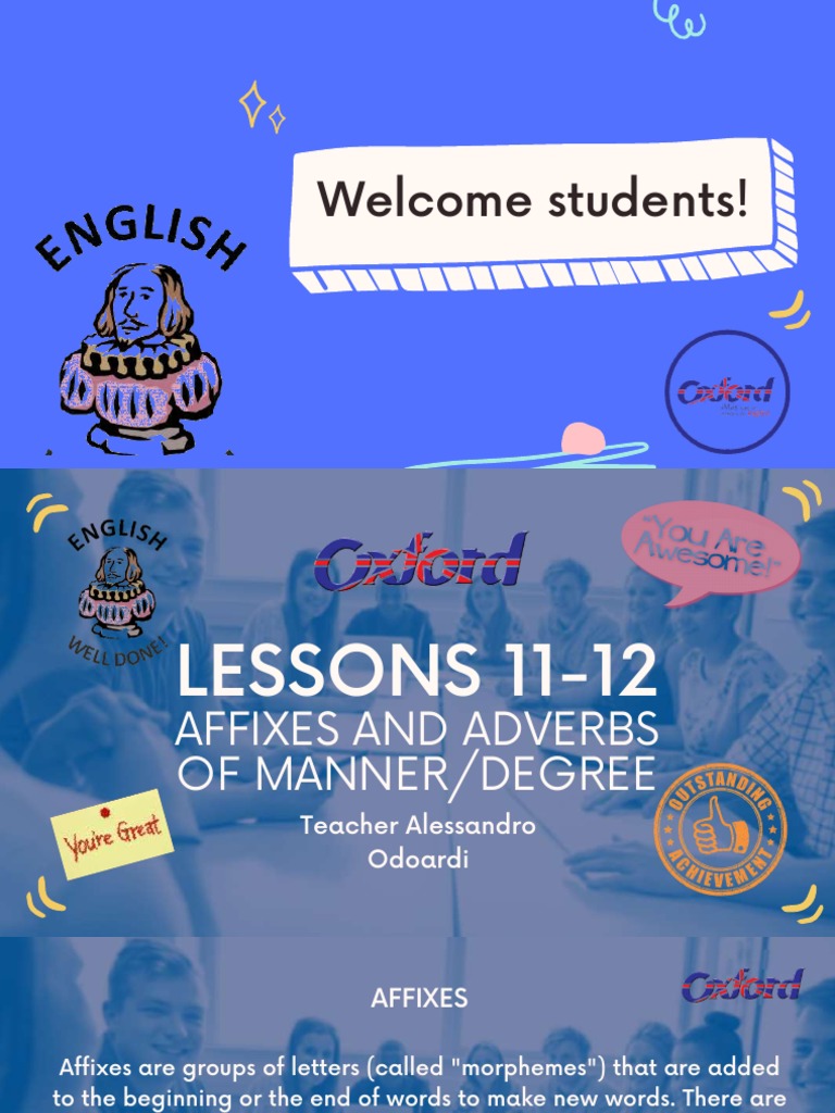 Advanced Lesson 11-12 - Affixes and Adverbs of Manner Degree | PDF ...