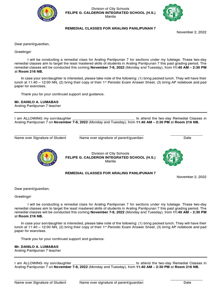 FGCHS Waiver Remedial Classes AP | PDF | Learning