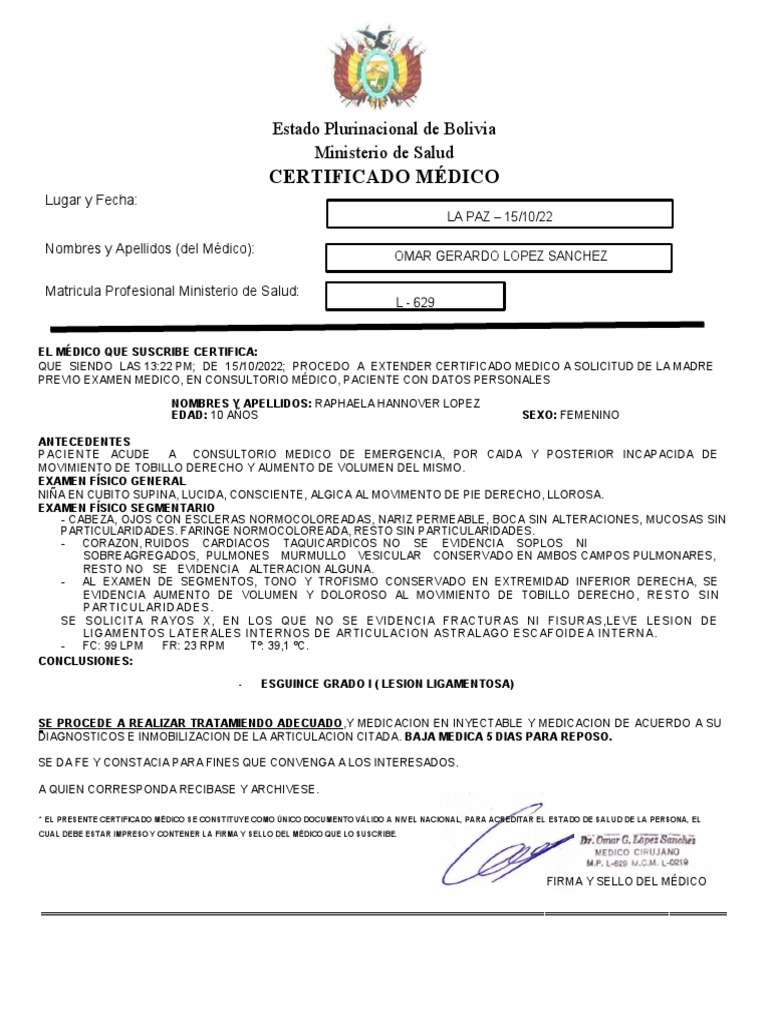 Certificado Medico 3 | Descargar gratis PDF | Enfermedades y trastornos | Ciencias de la Salud