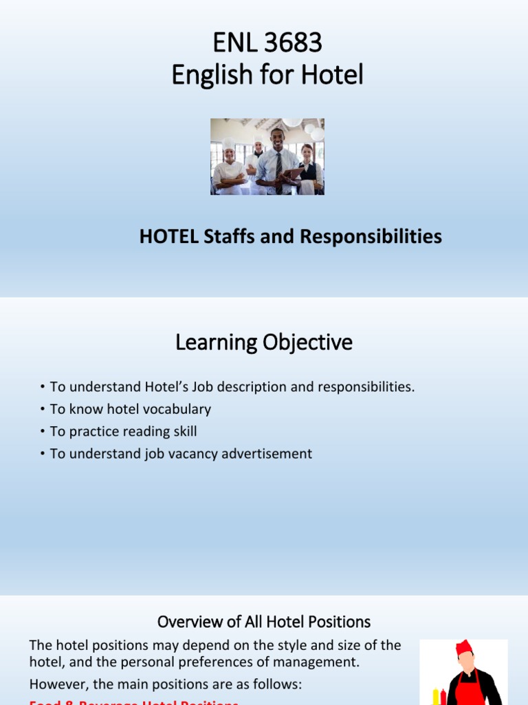 Eng For Hotel PDF - Unit 2 | PDF | Hospitality Industry