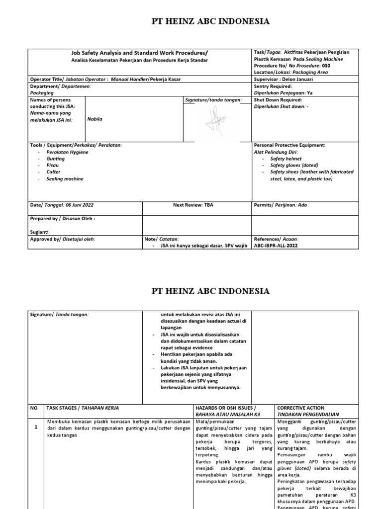 5.5 JSA-Form Kosong | PDF