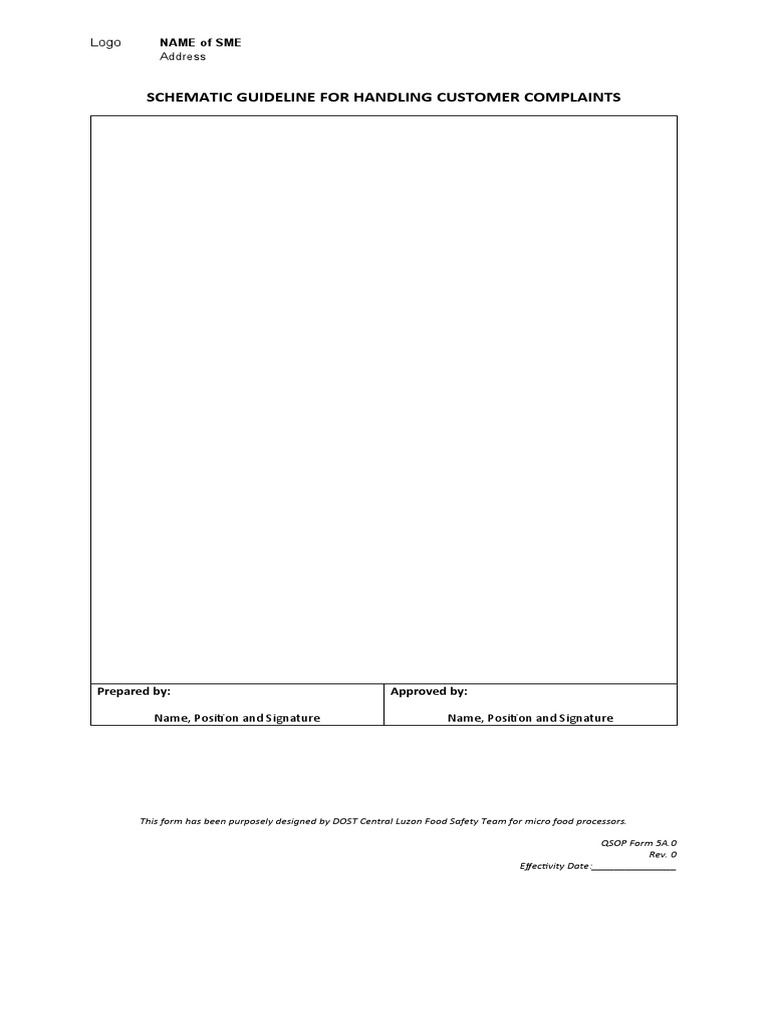 QSOP 5A - Schematic Guideline For Handling Customer Complaints | PDF
