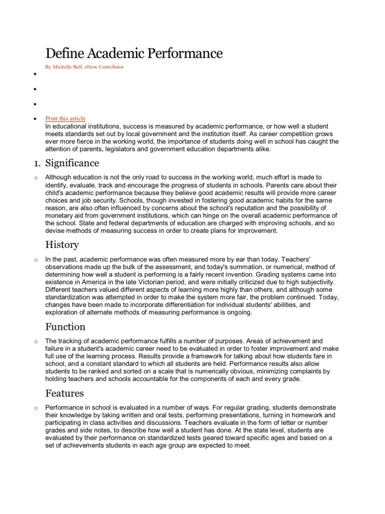 Define Academic Performance | PDF | Standardized Tests | Teachers