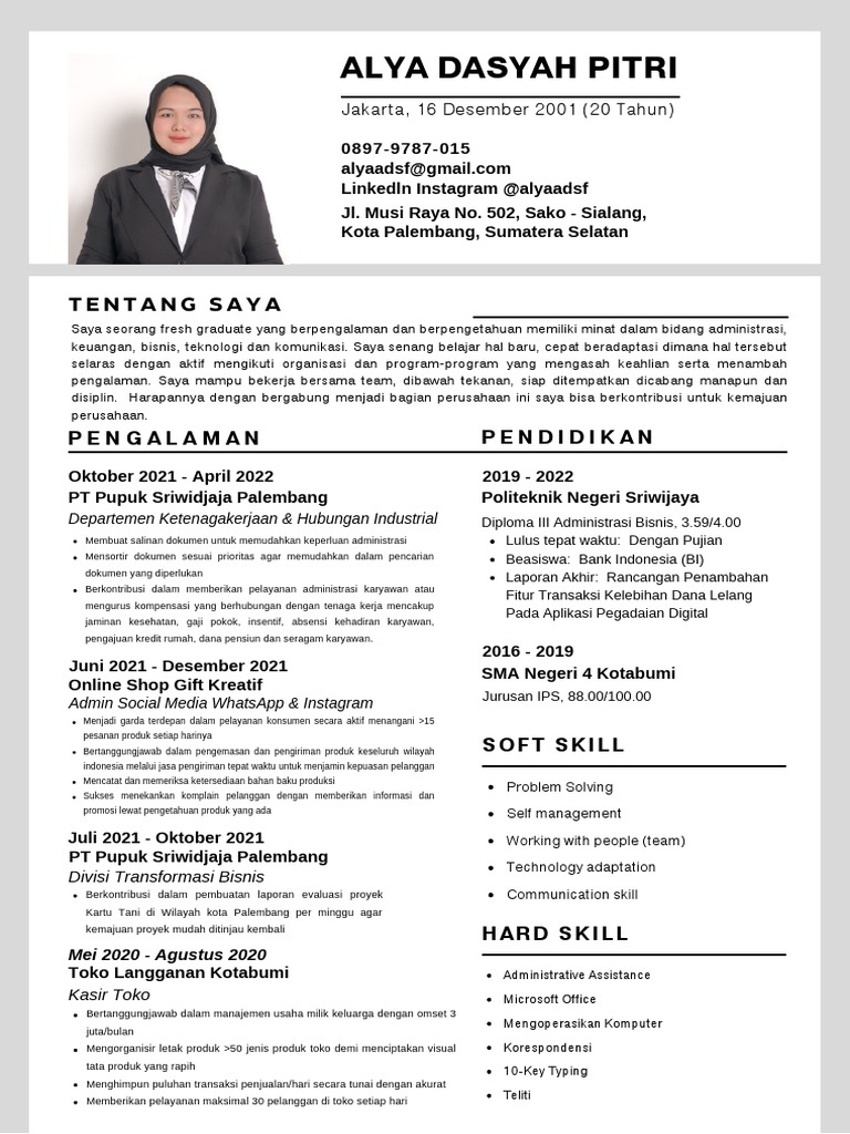 CV Alya Dasyah Fitri | PDF