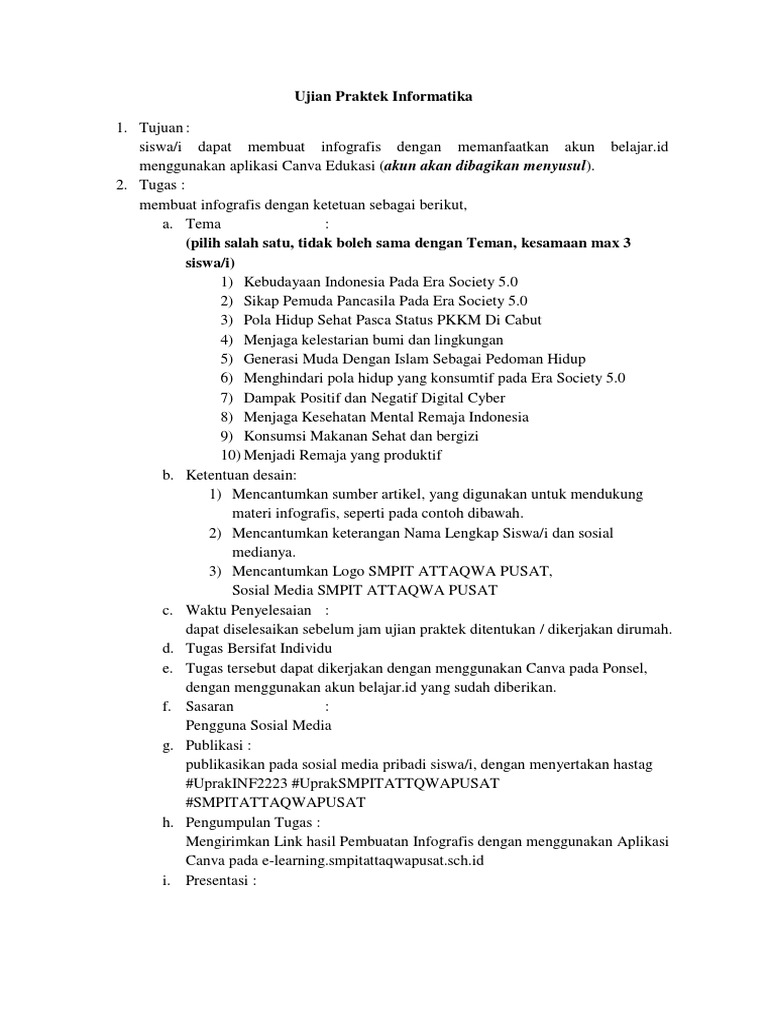 Ujian Praktek Informatika | PDF