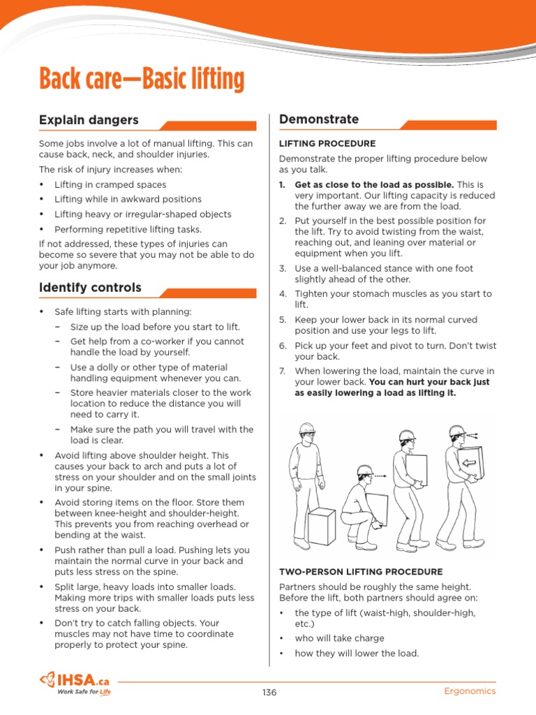 Back Care Basic Lifting | PDF