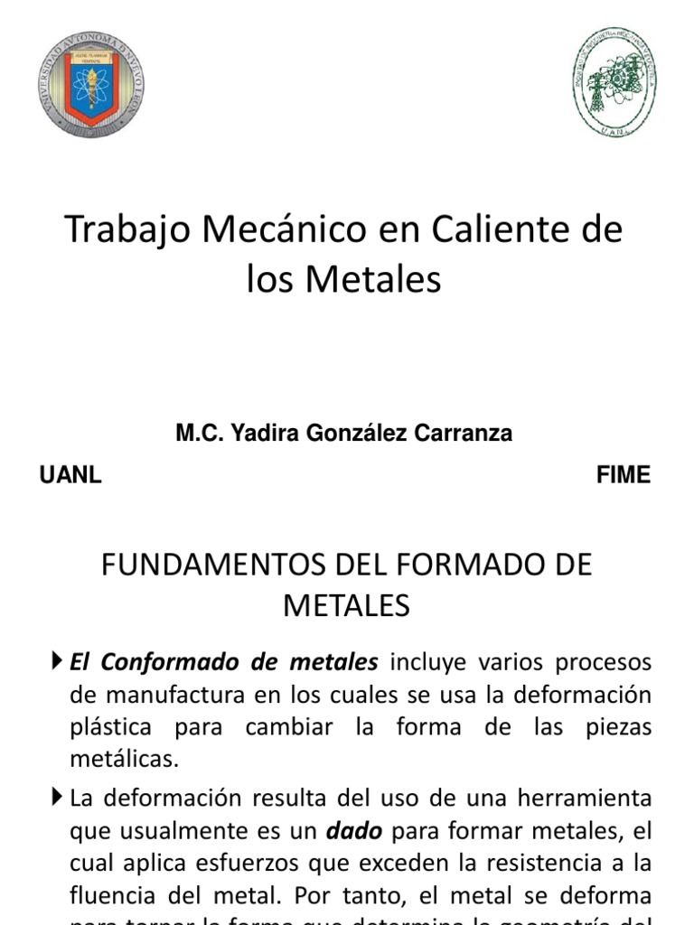 Trabajo Mecánico en Caliente y en Frío | PDF | Forjar | Laminado ...