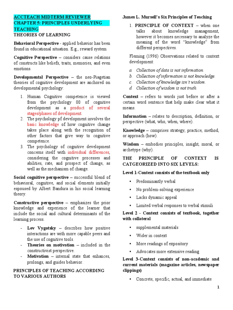 Teaching Principles & Learning Theories | PDF | Teaching Method | Learning