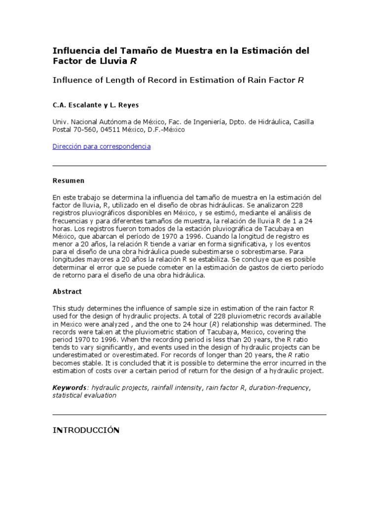 Factor de Lluvia R | PDF | Ciencias de la Tierra | Física Aplicada e Interdisciplinaria