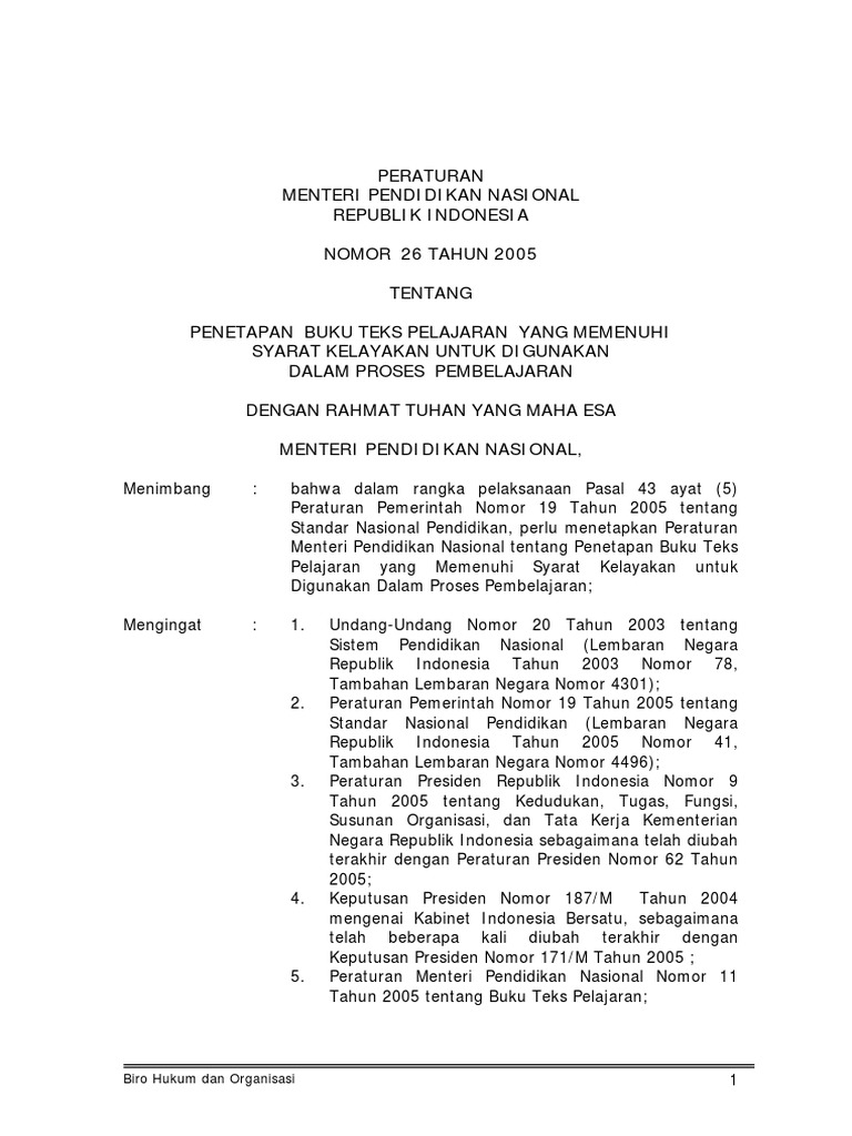 Peraturan Menteri Tentang Buku Teks | PDF