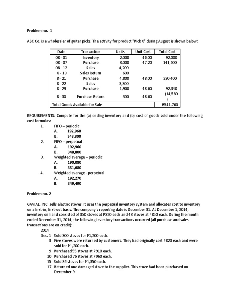 Assignment No. 1 Finals | PDF | Cost Of Goods Sold | Inventory