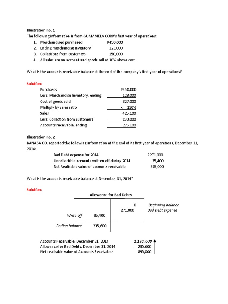 Accounts Receivable Calculations Guide | PDF | Bad Debt | Debits And ...